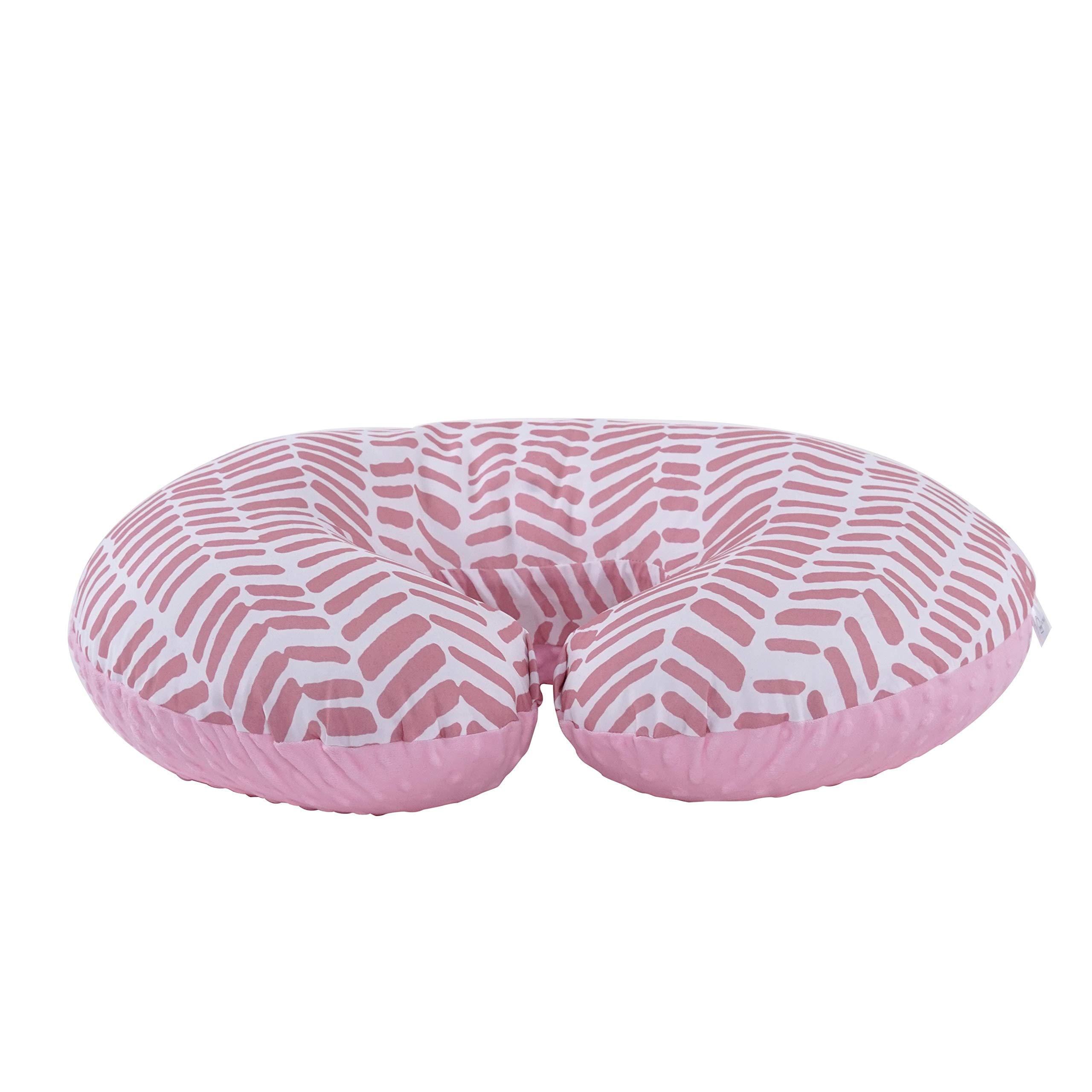 Water Resistant Nursing Pillow Cover | Premium Quality Soft Wipeable Fabric | Pink Herringbone Pattern | Minky Slipcover | Great for Breastfeeding Moms