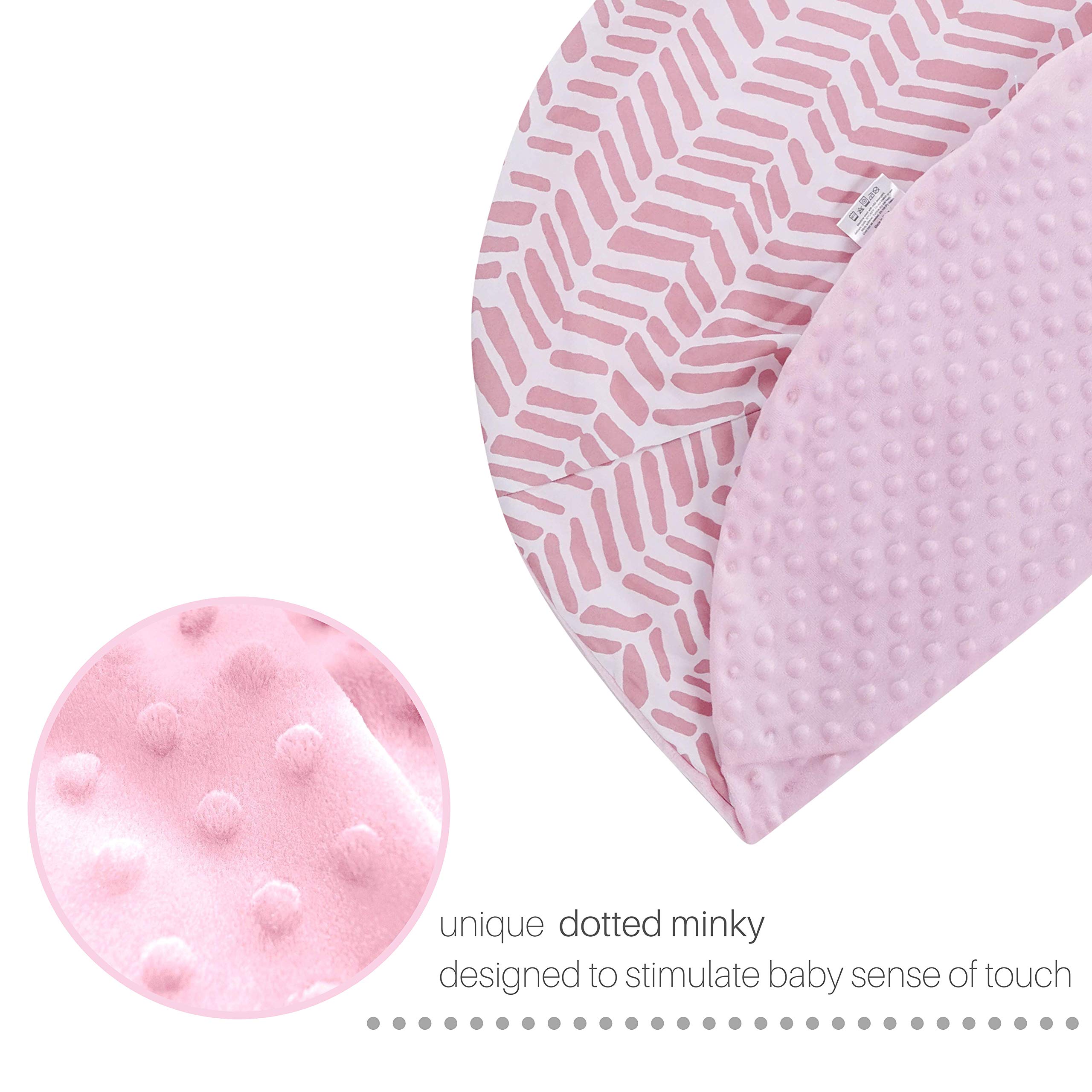 Water Resistant Nursing Pillow Cover | Premium Quality Soft Wipeable Fabric | Pink Herringbone Pattern | Minky Slipcover | Great for Breastfeeding Moms