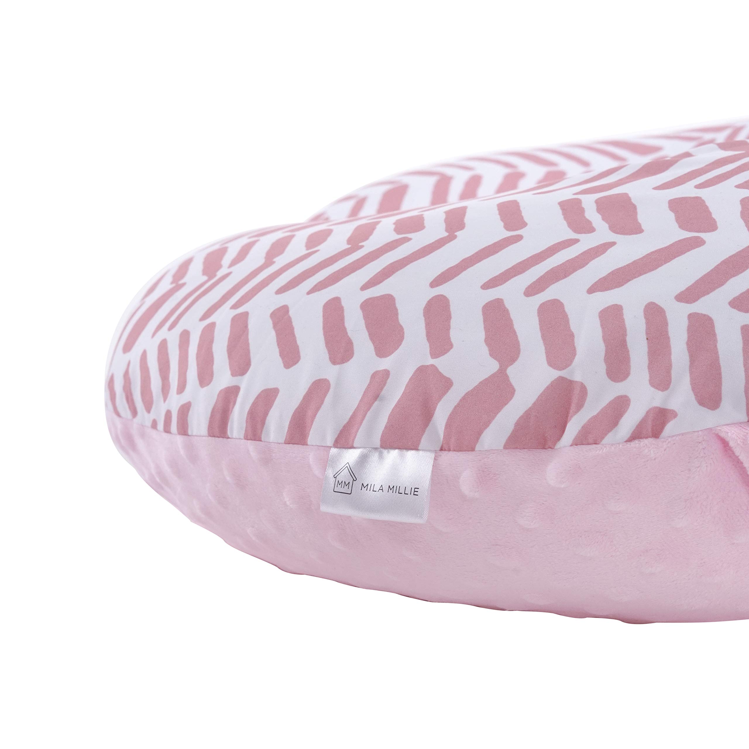 Water Resistant Nursing Pillow Cover | Premium Quality Soft Wipeable Fabric | Pink Herringbone Pattern | Minky Slipcover | Great for Breastfeeding Moms