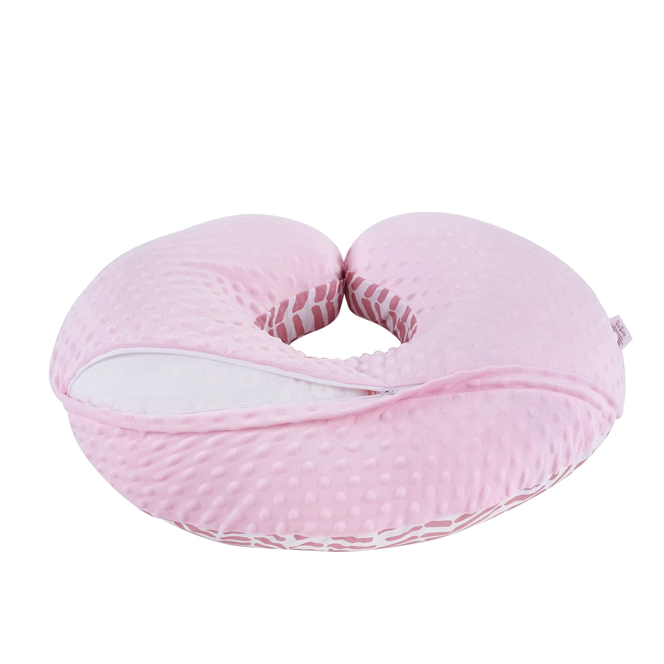 Water Resistant Nursing Pillow Cover | Premium Quality Soft Wipeable Fabric | Pink Herringbone Pattern | Minky Slipcover | Great for Breastfeeding Moms