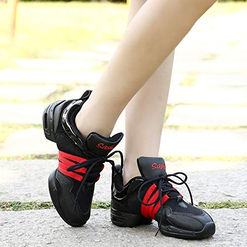 HIPPOSEUS Women Lace-up Dance Sneakers with Rubber Sole -Breathable Synthetic mesh Athletic Walking Dance Shoes Platform,Model B56