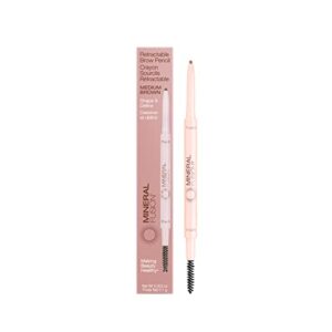 mineral fusion retractable brow pencil, medium brown, 0.003 ounce