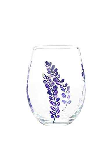 Lavender Flower Stemless Wine Glass - Perfect Mother's Day Gift - Birthday Gift for Mom, Sister, Friends - Spring Wine Glass Purple Lavender Flower