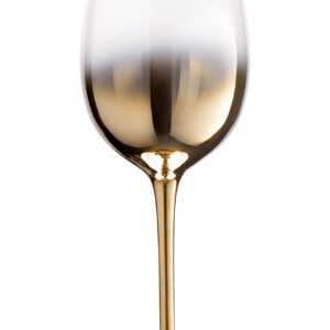 Vikko Décor Gold Ombre White Wine Glasses | Thin, Handblown Glass – Tall, Elegant Stem – Dishwasher Safe – 17.5 Ounce Cup – Great Gift Idea – Set of 12 Wine Glasses