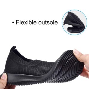 MAIITRIP Slip on Sneakers for Women Black Walking Non Slip Shoes Casual Light Comfort Ladies Tennis Nursing Athletic Fall Shoes,Size 8