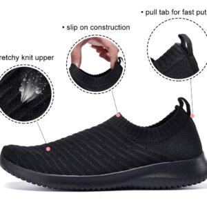 MAIITRIP Slip on Sneakers for Women Black Walking Non Slip Shoes Casual Light Comfort Ladies Tennis Nursing Athletic Fall Shoes,Size 8