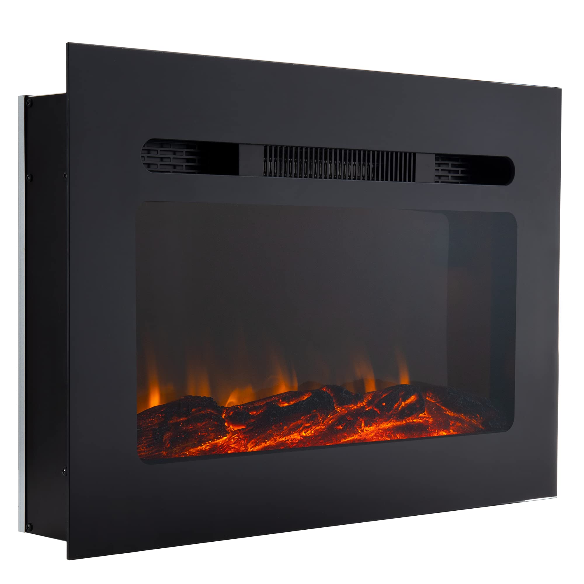 RecPro RV Fireplace 36" | Recessed Electric Fireplace | Glass with Log View | Includes Remote | Three Different Flame Color Options