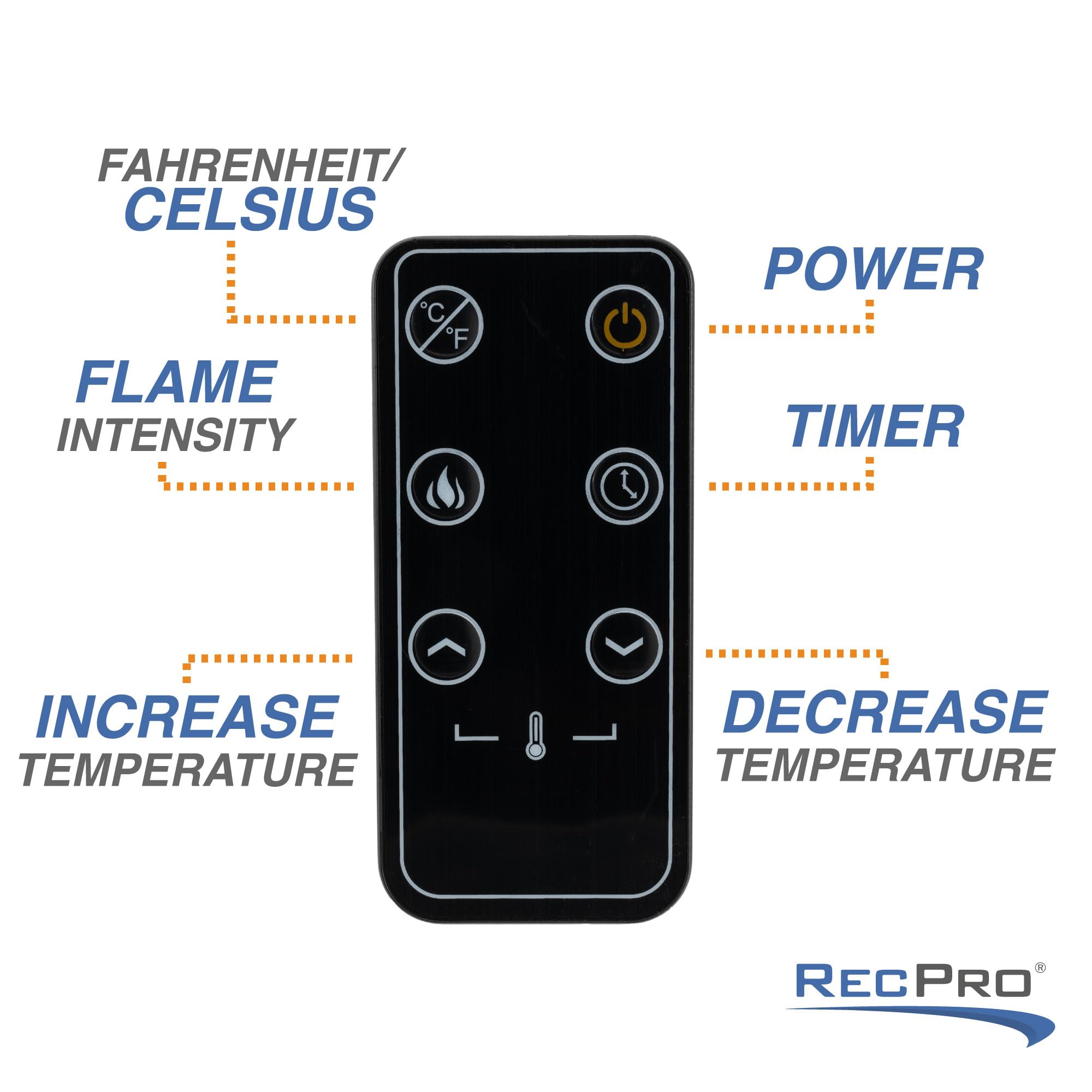 RecPro RV Fireplace 36" | Recessed Electric Fireplace | Glass with Log View | Includes Remote | Three Different Flame Color Options