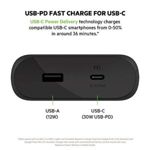 Belkin BoostCharge USB-C PD 20k mAh Power Bank, Portable iPhone Charger, Battery Charger for Apple iPhone, iPad Pro, Samsung Galaxy, & More with USB-C Cable Included - Black