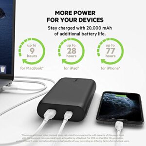 Belkin BoostCharge USB-C PD 20k mAh Power Bank, Portable iPhone Charger, Battery Charger for Apple iPhone, iPad Pro, Samsung Galaxy, & More with USB-C Cable Included - Black