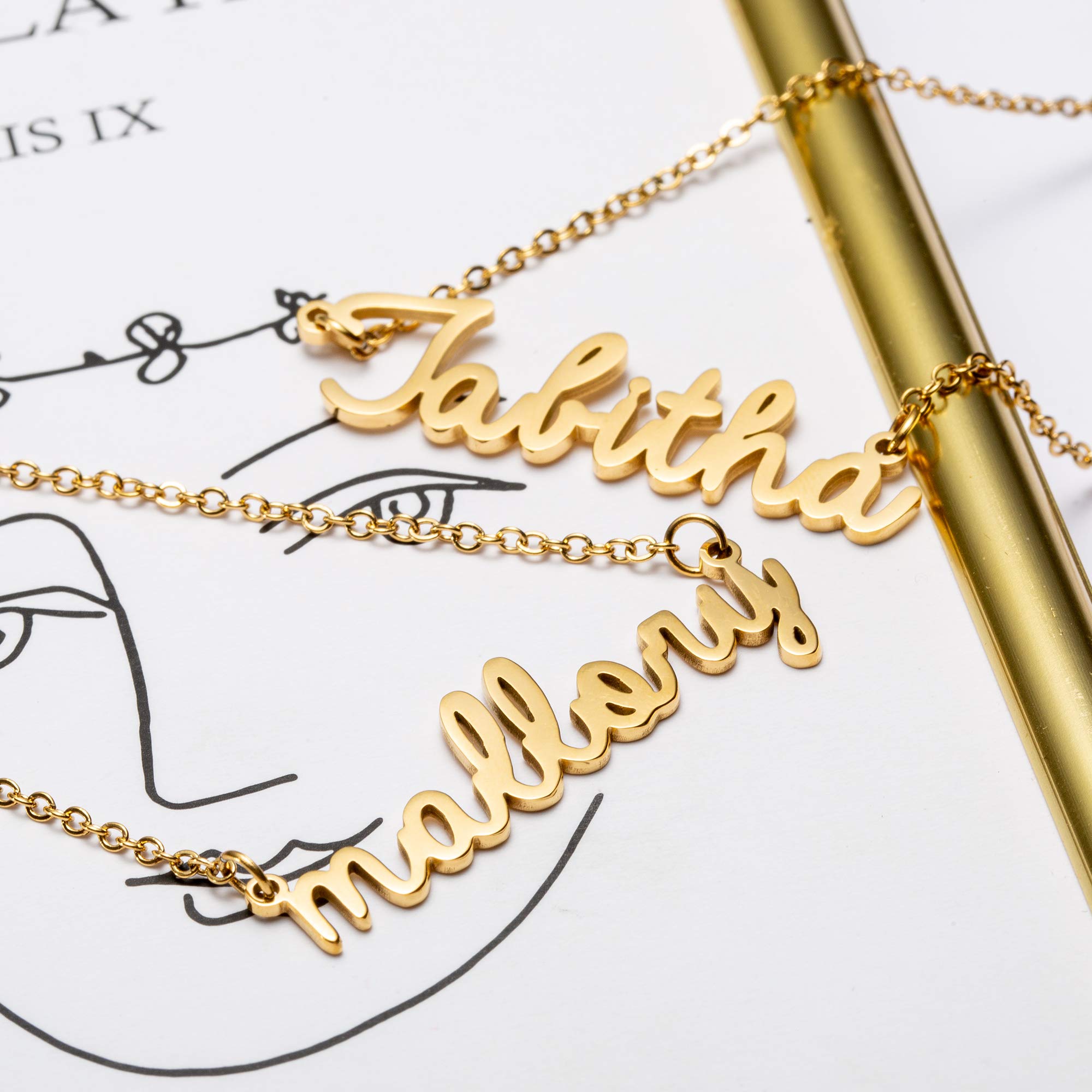 Yiyang Personalized Name Necklace Customize 18K Gold Plated Stainless Steel Jewelry Birthday Gift for Girls