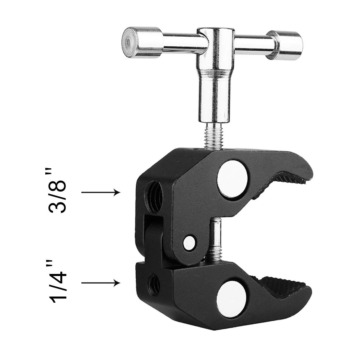 SLOW DOLPHIN Camera Clamp Mount Monitor Mount Bracket Super Clamp w/1/4 and 3/8 Thread with Cool Double Ballhead Arm Adapter Bottom Clamp for for DSLR Camera/Field Monitor/LED (2 PCS)