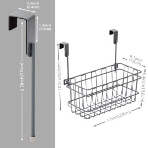 EZOWare Over the Cabinet Door Hanging Organizer Holder, Wall Mountable Deep Metal Storage Basket for Household Kitchen Bathroom Pantry Items (Pack of 2, Small)