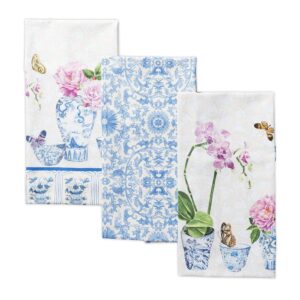 Maison d' Hermine Canton Bundle Set 100% Cotton Apron (27.50 Inch by 31.50 Inch) Set of 3 Kitchen Towels (20 Inch by 27.5 Inch) and Oven Mitt (7.5 Inch by 13 Inch)/Pot Holder (8 Inch by 8 Inch)