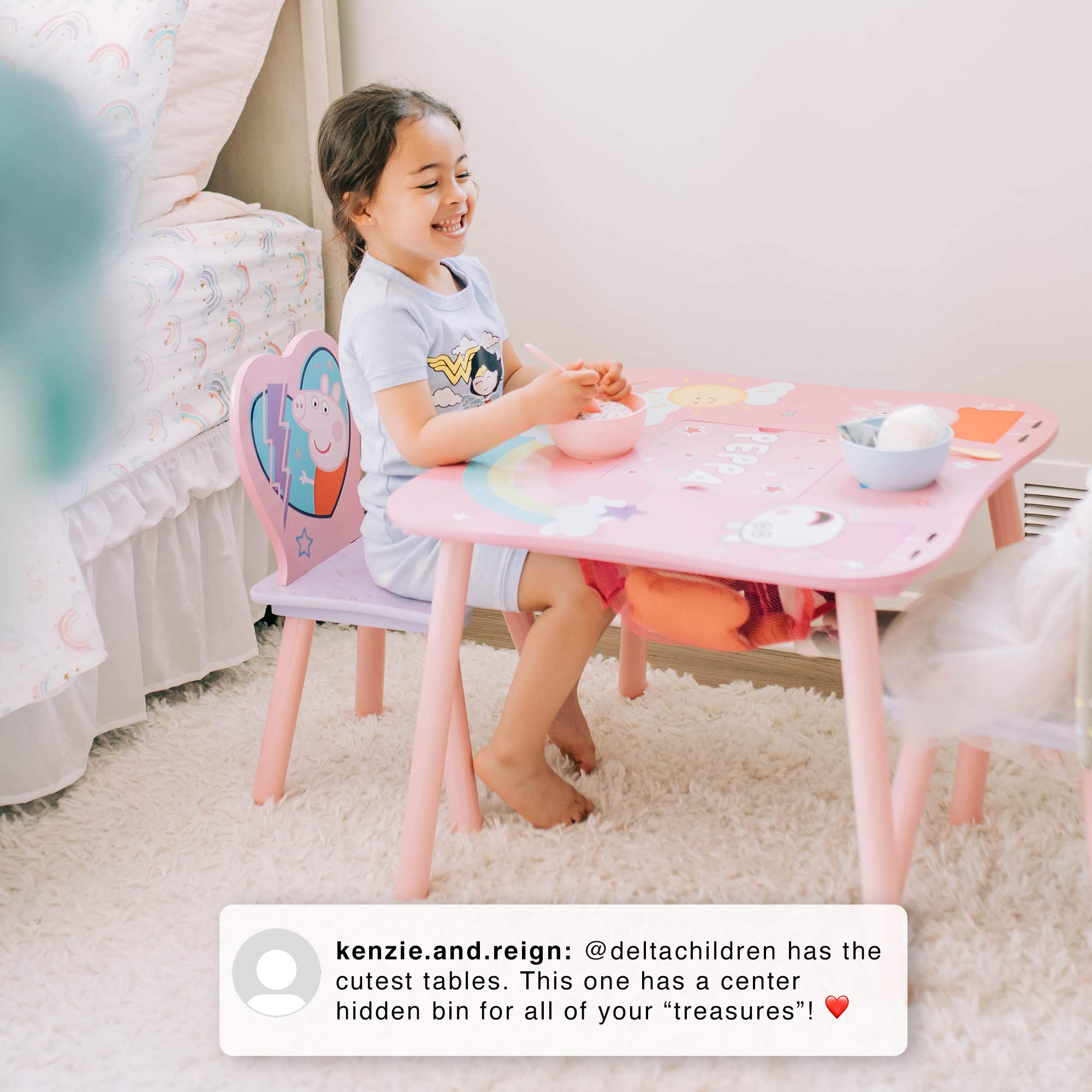 Delta Children Kids Table and Chair Set with Storage (2 Chairs Included) - Ideal for Arts & Crafts, Snack Time, Homeschooling, Homework & More, Peppa Pig