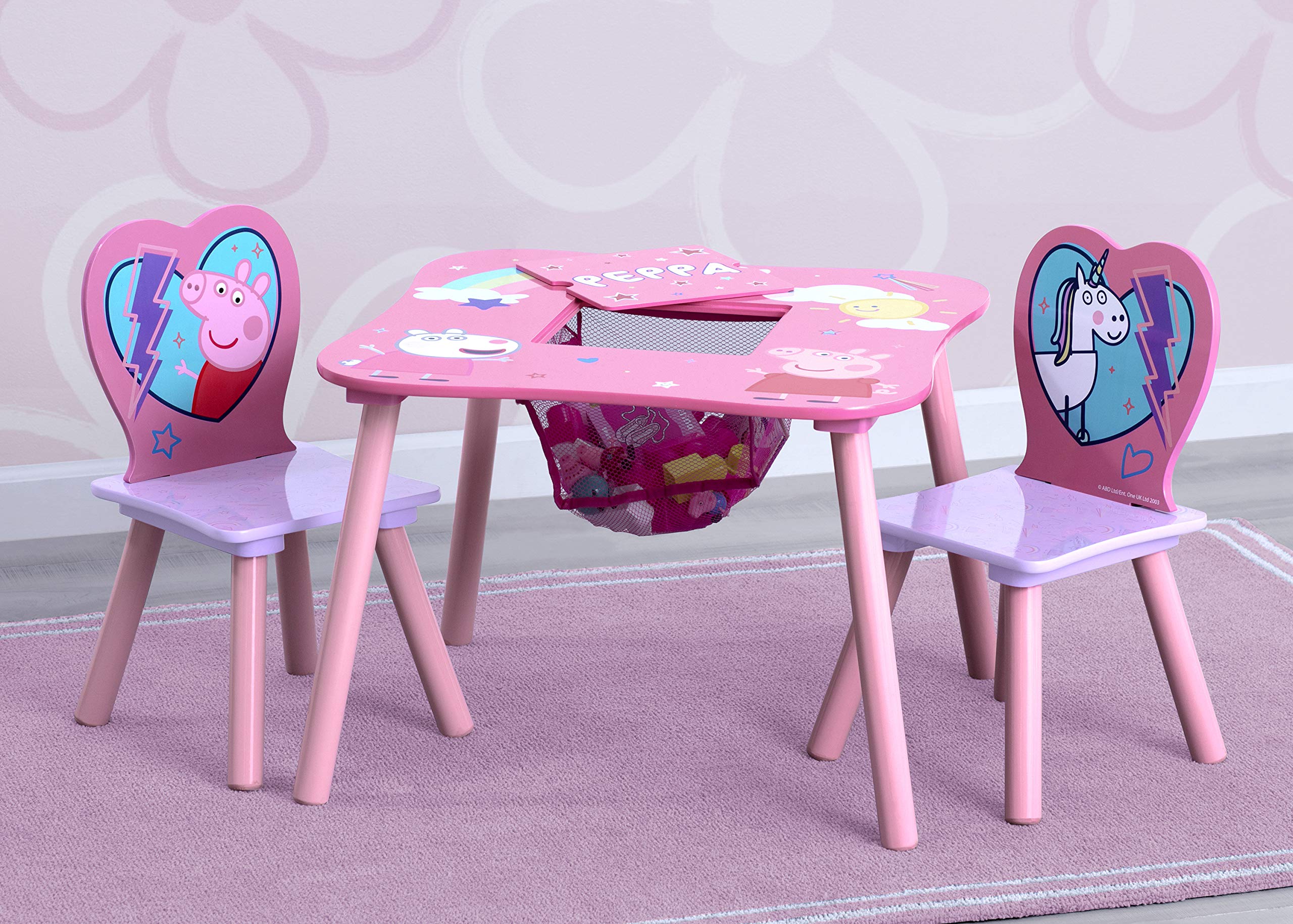 Delta Children Kids Table and Chair Set with Storage (2 Chairs Included) - Ideal for Arts & Crafts, Snack Time, Homeschooling, Homework & More, Peppa Pig