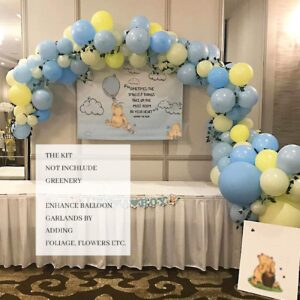 Soonlyn Blue Party Latex Balloons 10ft Baby Blue and Yellow Balloons Garland Arch Kit for Baby Shower Boy Birthday Decorations 18 In 10 In 5 In