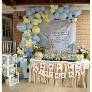 Soonlyn Blue Party Latex Balloons 10ft Baby Blue and Yellow Balloons Garland Arch Kit for Baby Shower Boy Birthday Decorations 18 In 10 In 5 In