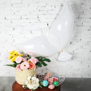 16 Pieces 41.3 Inch Peace Dove Balloons White Memorial Balloons Pigeon Bird Balloons Ceremonies Party Decorations for Wedding Funeral Birthday Engagement Party