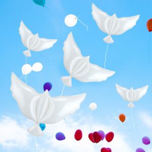 16 Pieces 41.3 Inch Peace Dove Balloons White Memorial Balloons Pigeon Bird Balloons Ceremonies Party Decorations for Wedding Funeral Birthday Engagement Party