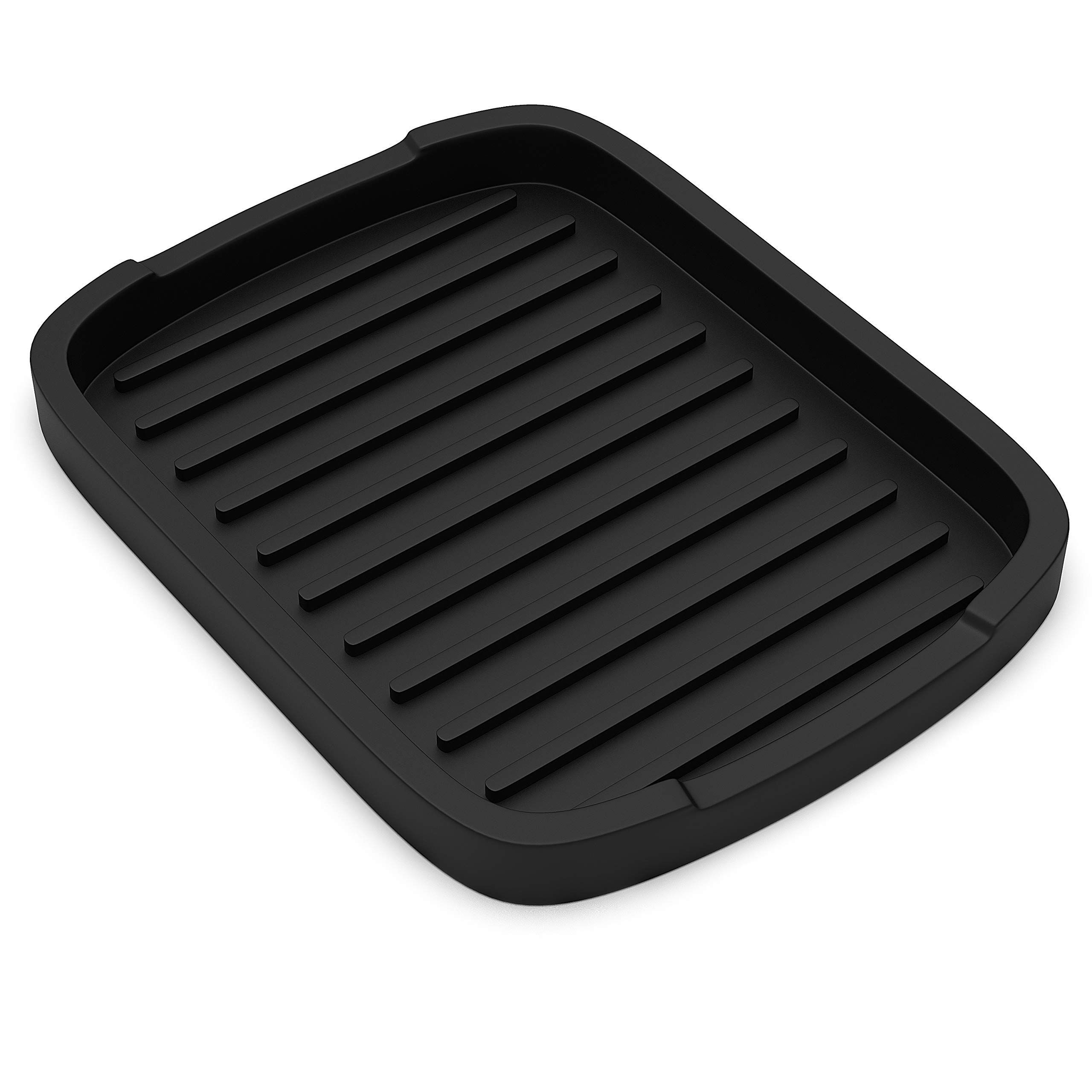 ZAPPOWARE Silicone Sponge Holder -soap Tray - 5.9" X 4.33" (Black), 1-Pack (Black)