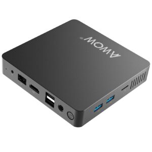 awow mini pc windows 10 pro, intel 4 cores celeron n3350 (max 2.4 ghz), small desktop pc 6gb ddr4 ram 64gb ssd, mini computer support 4k dual hdmi, wifi5 bluetooth 4.2, gigabit ethernet, 2*usb