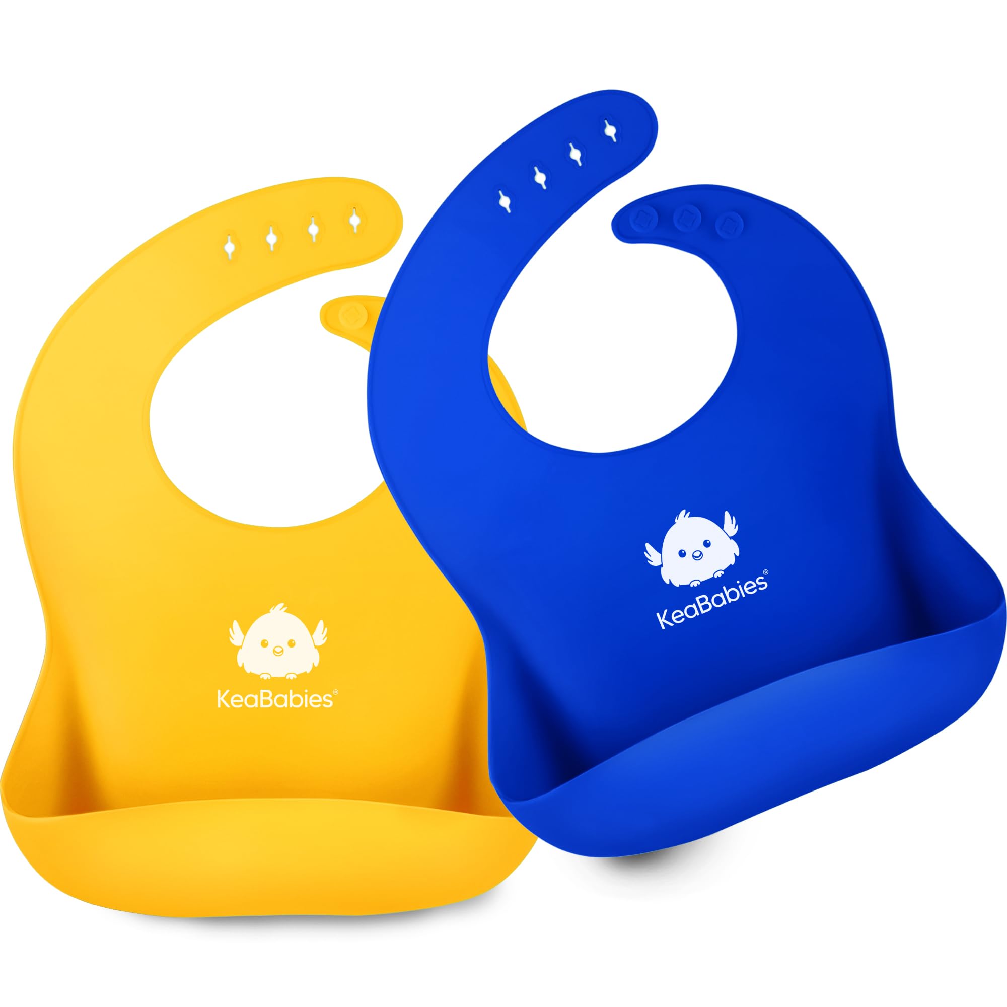 KeaBabies 2-Pack Silicone Bibs For Babies, Silicone Baby Bibs for Eating, Food-Grade Pure Silicone Bib, Toddler Bibs, Waterproof Bibs, Feeding Bibs, Silicon Bibs for Toddlers,Boys,Girls (Funtastic)