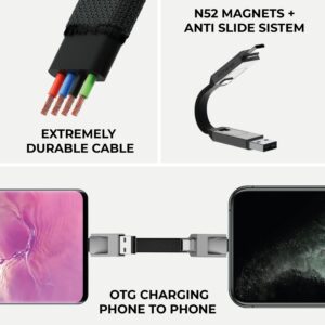 Rolling Square inCharge 6 Portable Keychain Charger Cable, 6-in-1 Multi Charging Cable, Saturn Gold For Personal Computer