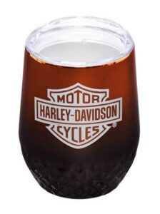 harley-davidson electroplate b&s insulated stemless tumbler cup w/lid - 12 oz.