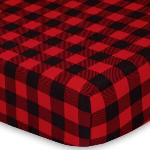 The Peanutshell Crib Sheet Set for Baby Boys or Girls - Red, Black & Grey Buffalo Plaid - 2 Pack Set