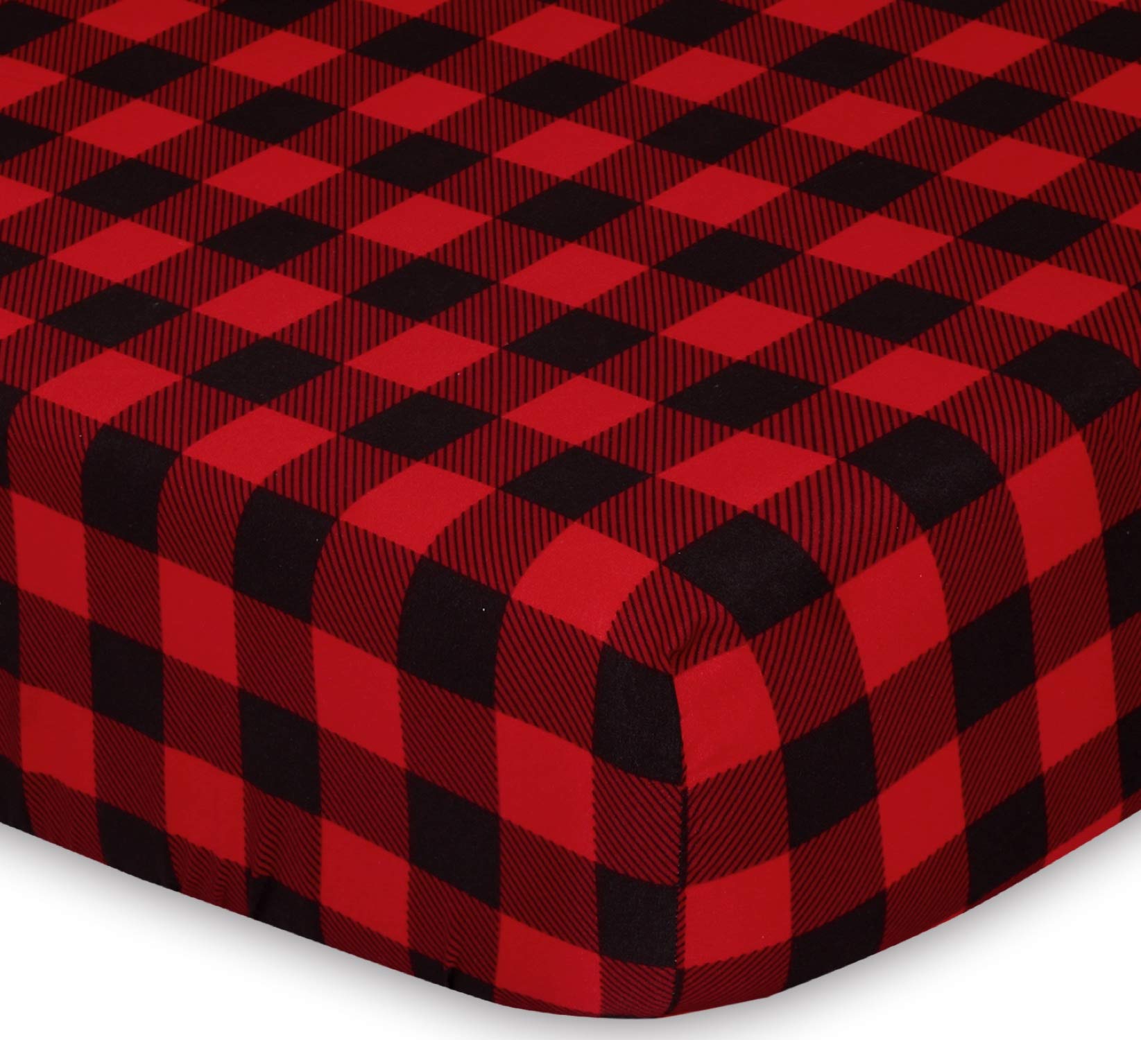 The Peanutshell Crib Sheet Set for Baby Boys or Girls - Red, Black & Grey Buffalo Plaid - 2 Pack Set