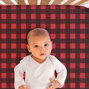 The Peanutshell Crib Sheet Set for Baby Boys or Girls - Red, Black & Grey Buffalo Plaid - 2 Pack Set