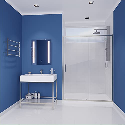 ANZZI 72 x 60 inch Framed Shower Door in Brushed Nickel, Halberd Water Repellent Glass Shower Door with Seal Strip Parts, Easy Glide Rollers Sliding Shower Door, SD-AZ052-02BN