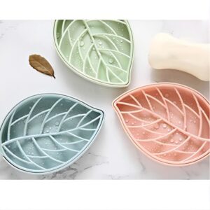 Aeggplant 3 Color Soap Dish,Leaf-Shaped Shower Soap Holder with Draining Tray,Fashionable Soap Dish for Shower Kitchen,3 Pack