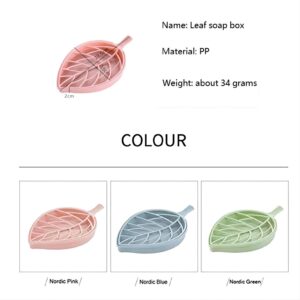 Aeggplant 3 Color Soap Dish,Leaf-Shaped Shower Soap Holder with Draining Tray,Fashionable Soap Dish for Shower Kitchen,3 Pack