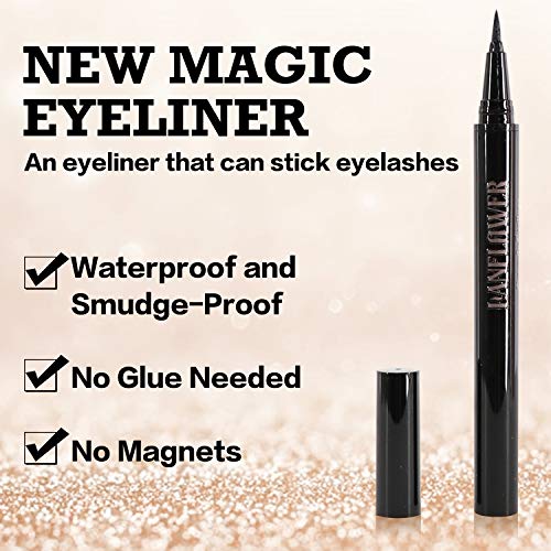 Faux Mink Lashes with Eyeliner, Replacement of Magnetic Eyeliner and Lashes, Waterproof Self-Adhesive Eyeliner