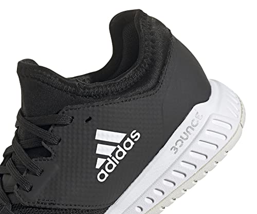 adidas Women's Court Team Bounce Volleyball Shoe, Black/White/Silver Metallic, 8.5