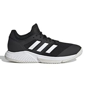 adidas Women's Court Team Bounce Volleyball Shoe, Black/White/Silver Metallic, 8.5