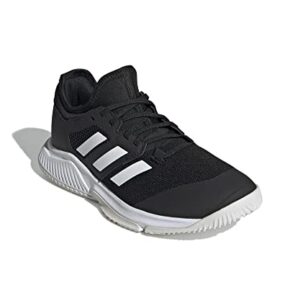 adidas Women's Court Team Bounce Volleyball Shoe, Black/White/Silver Metallic, 8.5