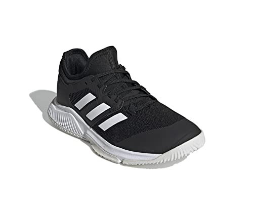 adidas Women's Court Team Bounce Volleyball Shoe, Black/White/Silver Metallic, 8.5