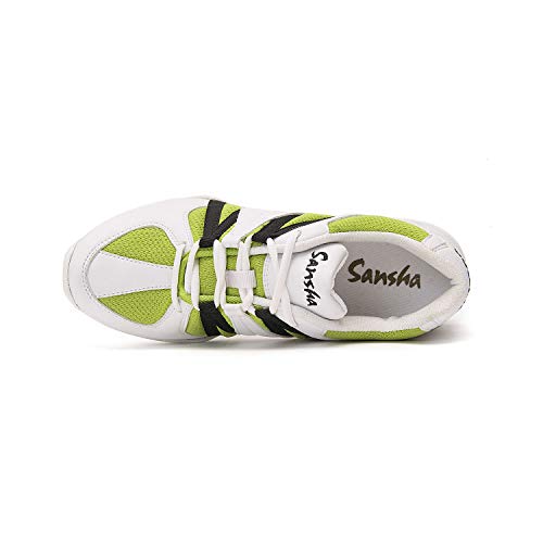 Sansha Women's Dance Studio Exercise Sneakers Microfiber HIKONOS H23MF (US 8.5 / Skazz 09 M), White/Green, 7.5