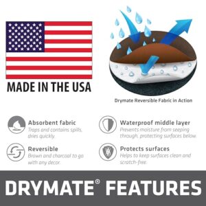 Drymate Plant Coaster Mat Reversible, Charcoal/Brown, (6”, 8”, 10”), (Set of 12), (4 of Each Size), Round/Fabric, Absorbent/Waterproof - Protects Surfaces, Contains Liquids (USA Made)