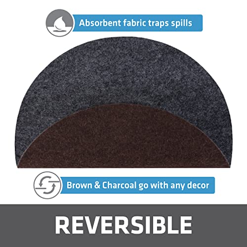 Drymate Plant Coaster Mat Reversible, Charcoal/Brown, (6”, 8”, 10”), (Set of 12), (4 of Each Size), Round/Fabric, Absorbent/Waterproof - Protects Surfaces, Contains Liquids (USA Made)