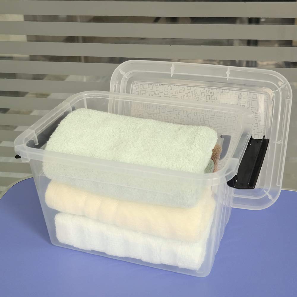 Asking 6 Quart Plastic Storage Box with Handle, 6-Pack, F