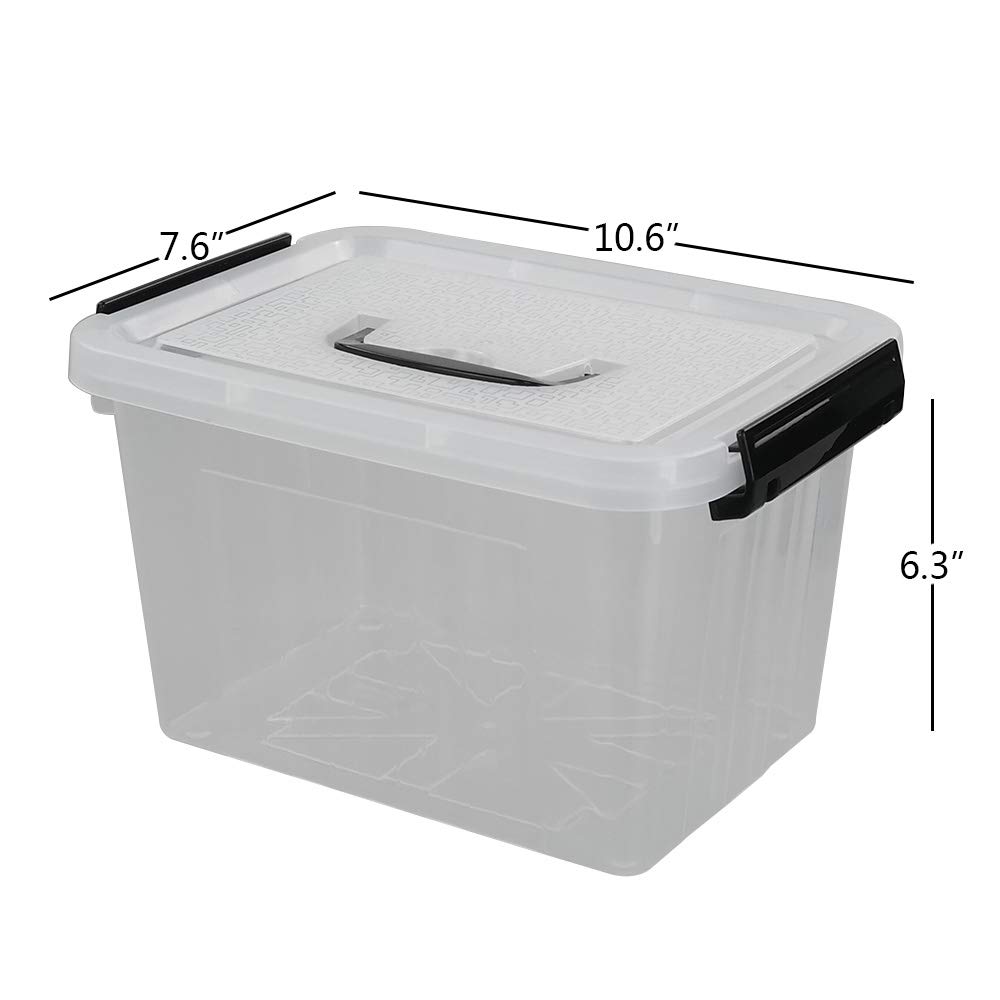 Asking 6 Quart Plastic Storage Box with Handle, 6-Pack, F