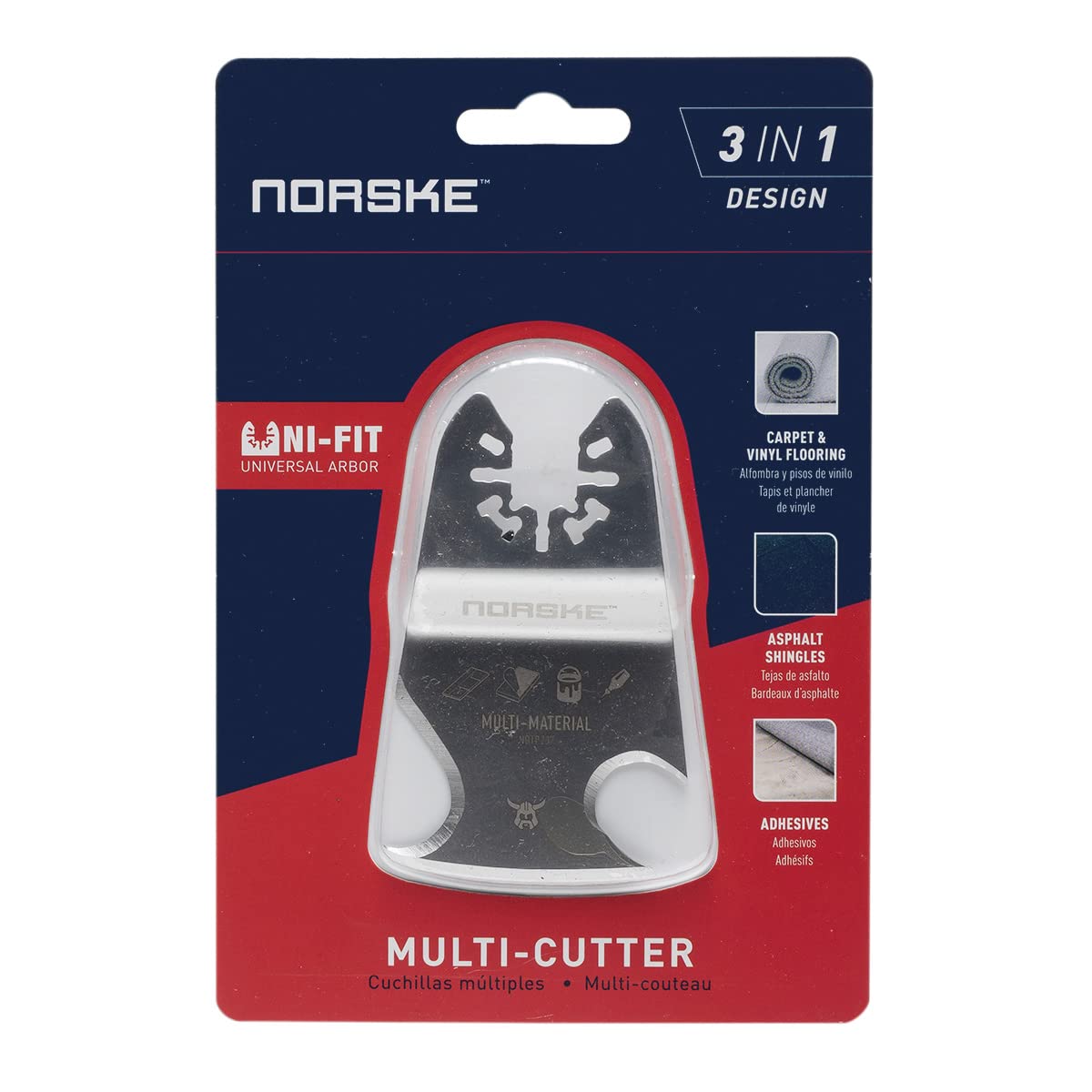 Norske Tools NOTP237 Oscillating Multi Tool Accessory Blade Universal Fit 3-in-1 Rigid Scraper & Knives