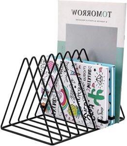 penngke magazine holder,newspapers holder,letters storage,desktop file sorter organizer triangle bookshelf decor home office,black