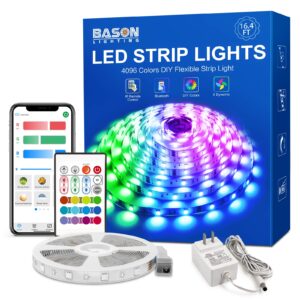 bason lighting under cabinet lights with 44 keys remote and power supply, under bed lights 32.8ft high bright 300 leds light strips kit for kitchen,bar,computer desk, wall lights.