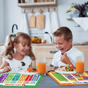 Simply Magic 5 Placemats for Kids - Kids Placemats Non Slip, Washable Reusable Toddler Placemats, Educational Placemats: Money, Numbers, Weather and Seasons, Calendar, Time, Plastic Placemats for Kids