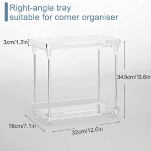 YIEZI Bathroom Organizer Countertop, 2-Tier Vanity Tray Corner Shelf for Makeup Cosmetic Perfume Skincare Bathroom Supplies and More, Multi-Functional Acrylic Organizer in Vanity Dresser Bathroom